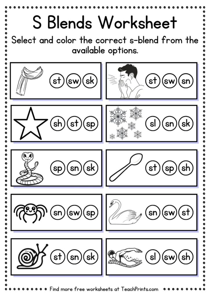 Free Kindergarten Blending Worksheets - Worksheets Template Free