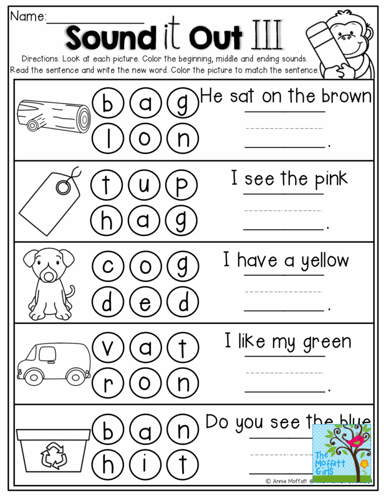 Sounding Out Words Worksheets For Kindergarten - Worksheets Template Free