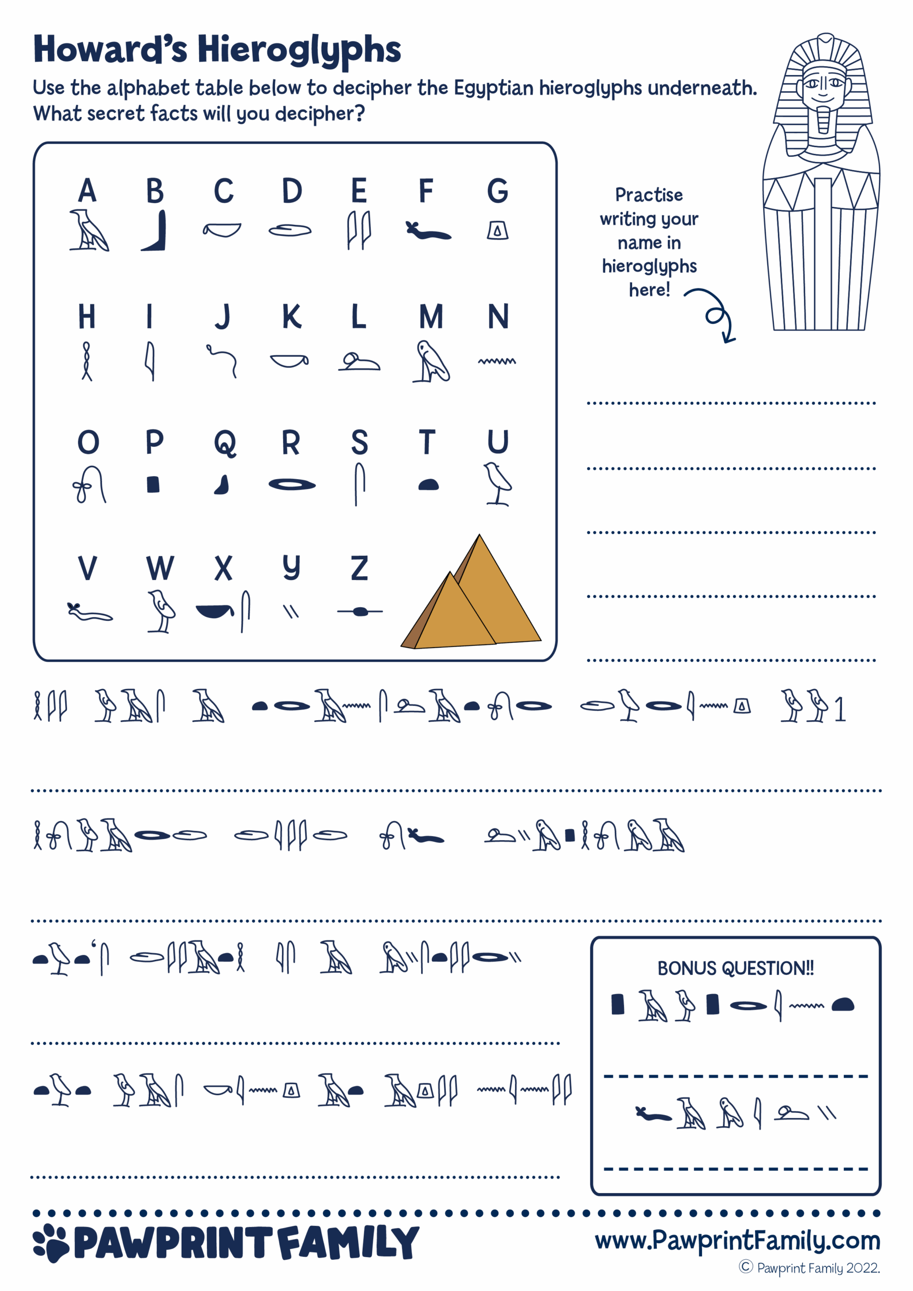 Free Printable Hieroglyphics Worksheets - Worksheets Template Free