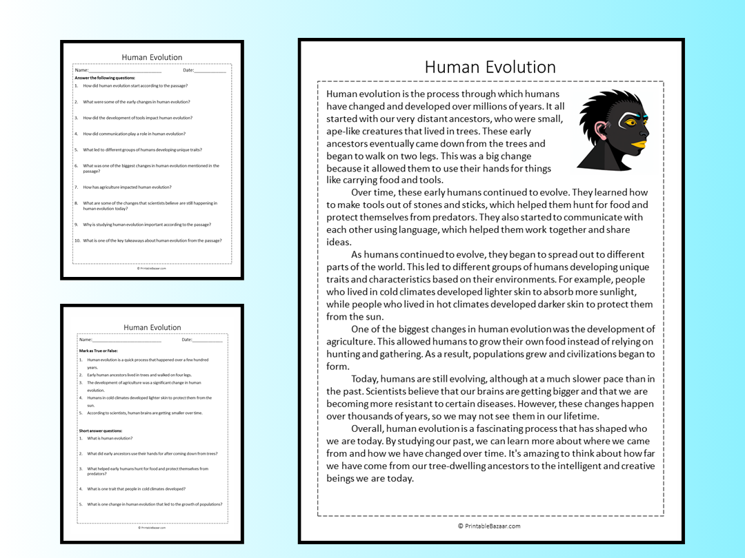 Evolution Reading Comprehension Worksheet - Worksheets Template Free