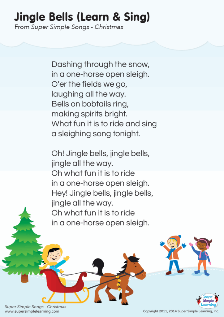 Jingle Bells Lyrics Printable For Preschoolers - Worksheets Template Free