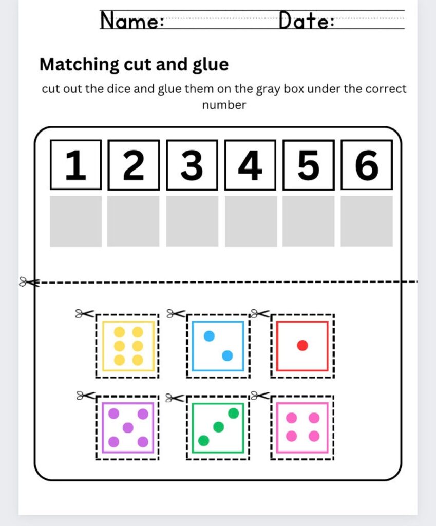 Dice Worksheet Kindergarten Printable - Worksheets Template Free