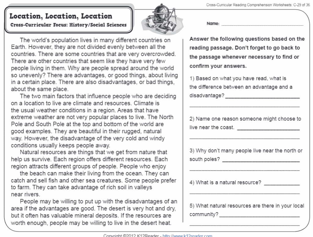 Cross Curricular Reading Comprehension Worksheets Answers - Worksheets ...