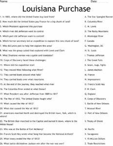 Free Printable Louisiana Purchase Worksheets - Worksheets Template Free