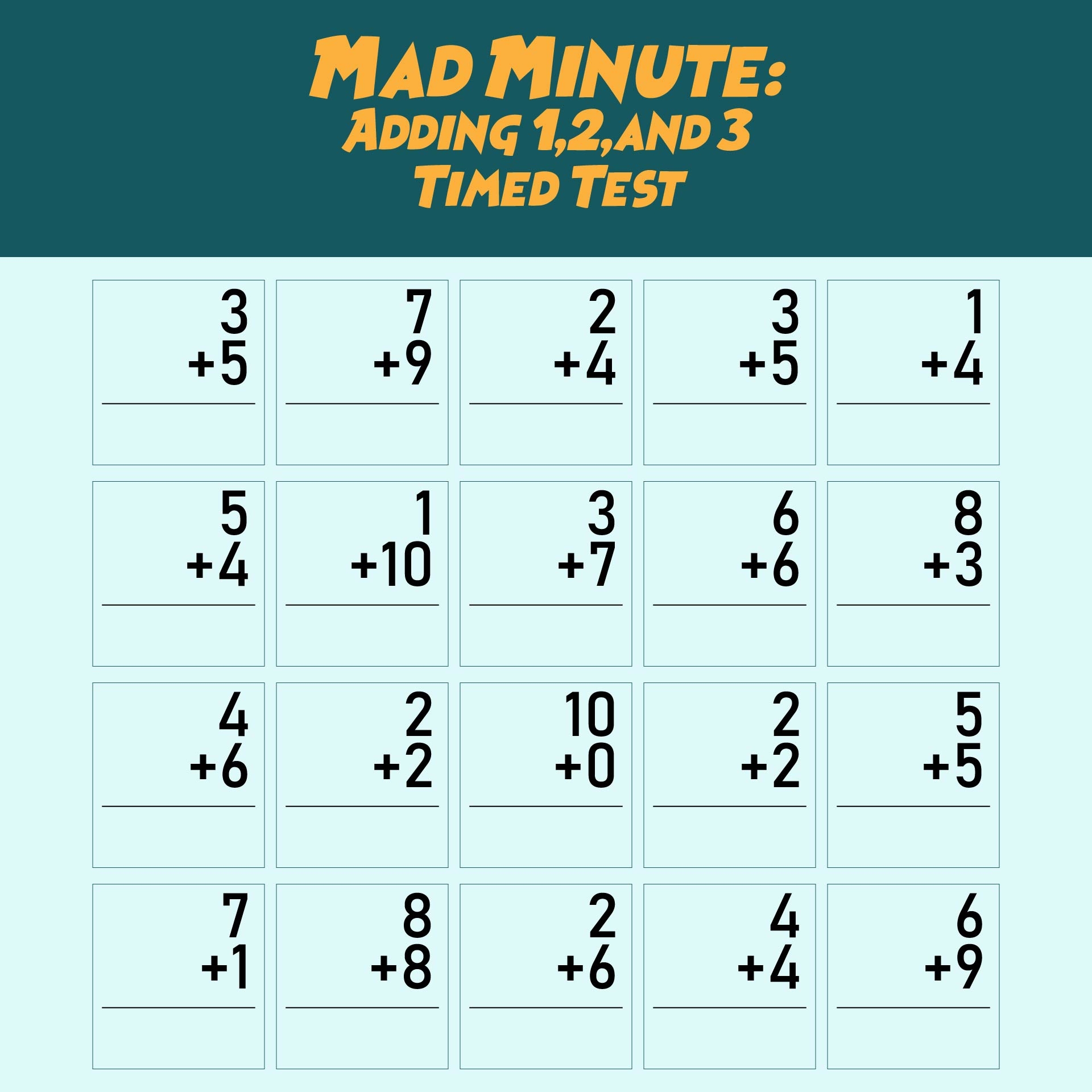 Free Printable Mad Minute Subtraction Worksheets - Worksheets Template Free