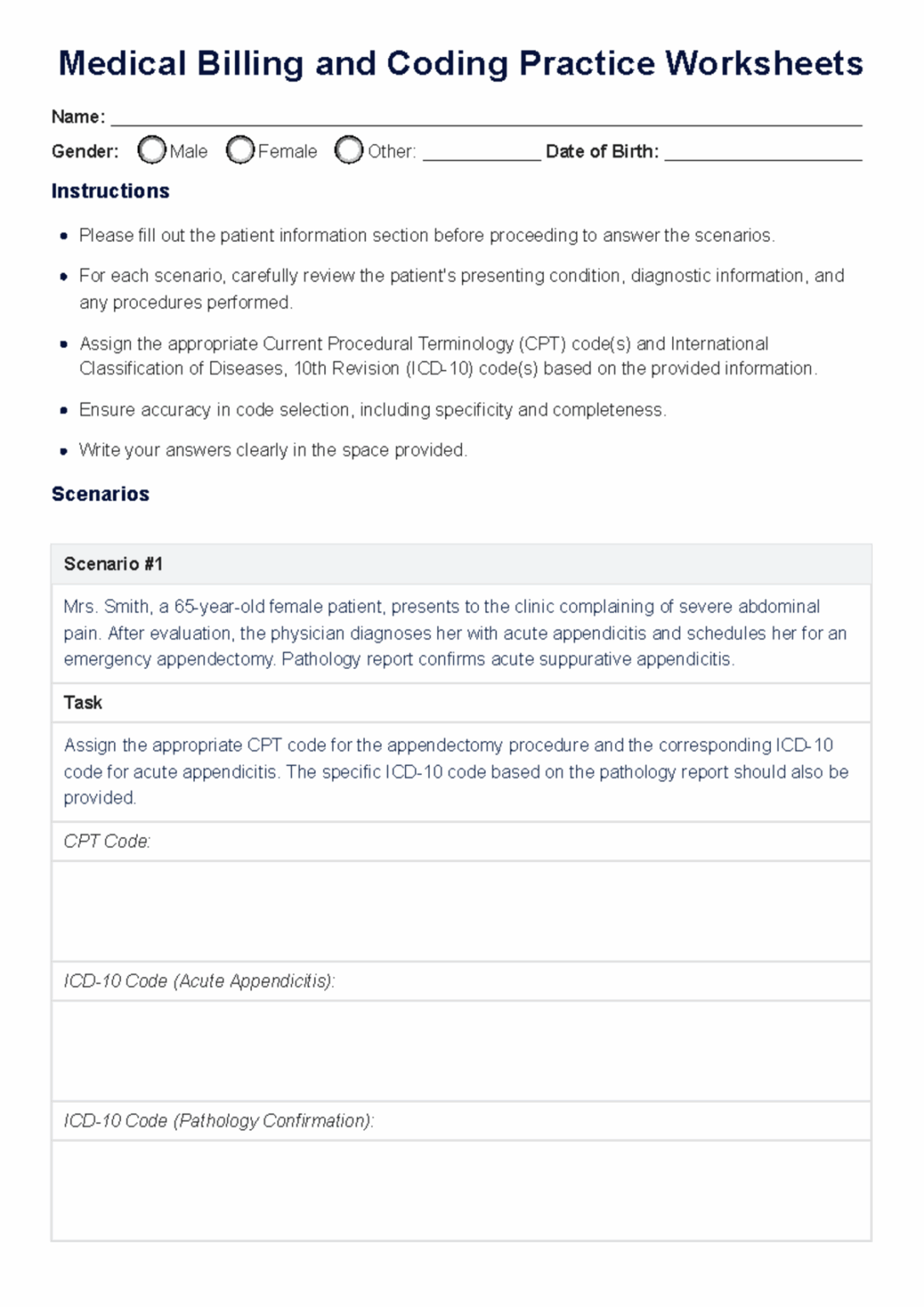 Free Printable Medical Coding Worksheets - Worksheets Template Free