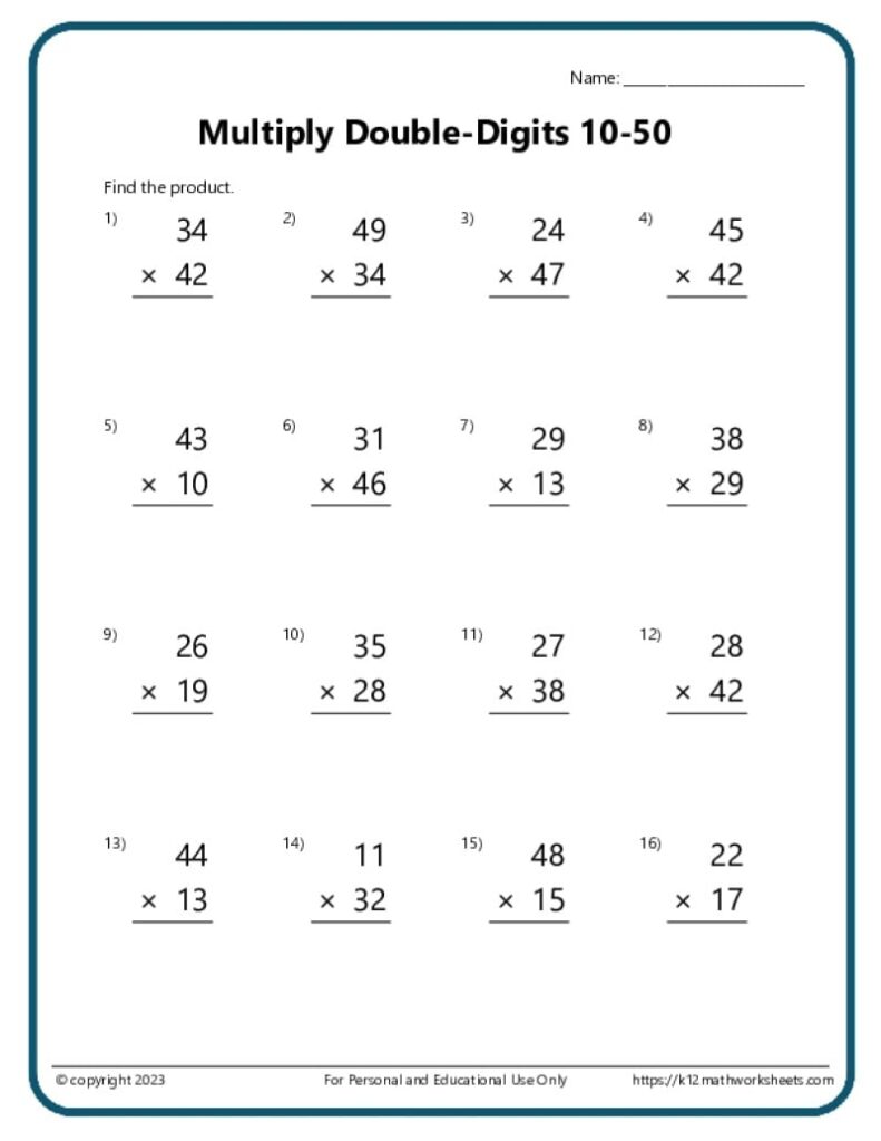 6th Grade Multiplication Worksheets Printable Free - Worksheets ...