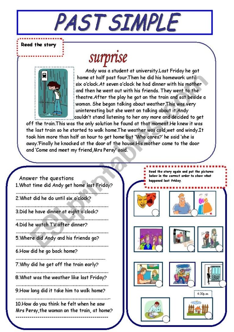 Esl Worksheets Past Simple Reading Comprehension - Worksheets Template Free