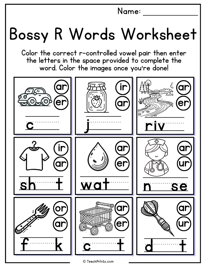 Free Printable Er Ir Ur Worksheets - Worksheets Template Free