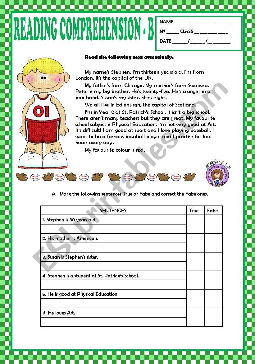 Beginning Esl Reading Comprehension Worksheets - Worksheets Template Free