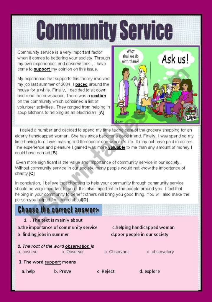 Community Reading Comprehension Worksheets - Worksheets Template Free