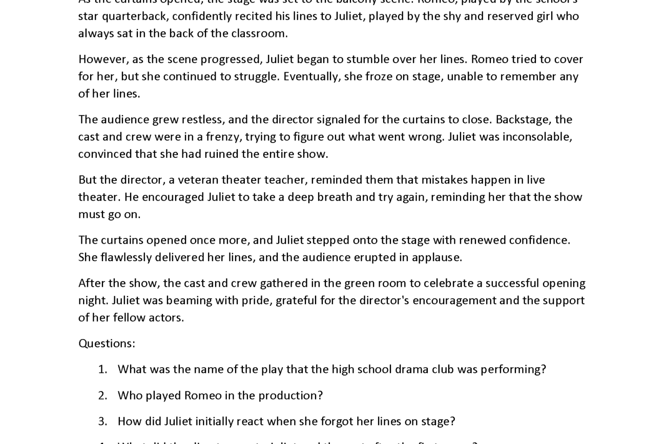 grade 7 reading comprehension worksheets with answer key - Worksheets ...