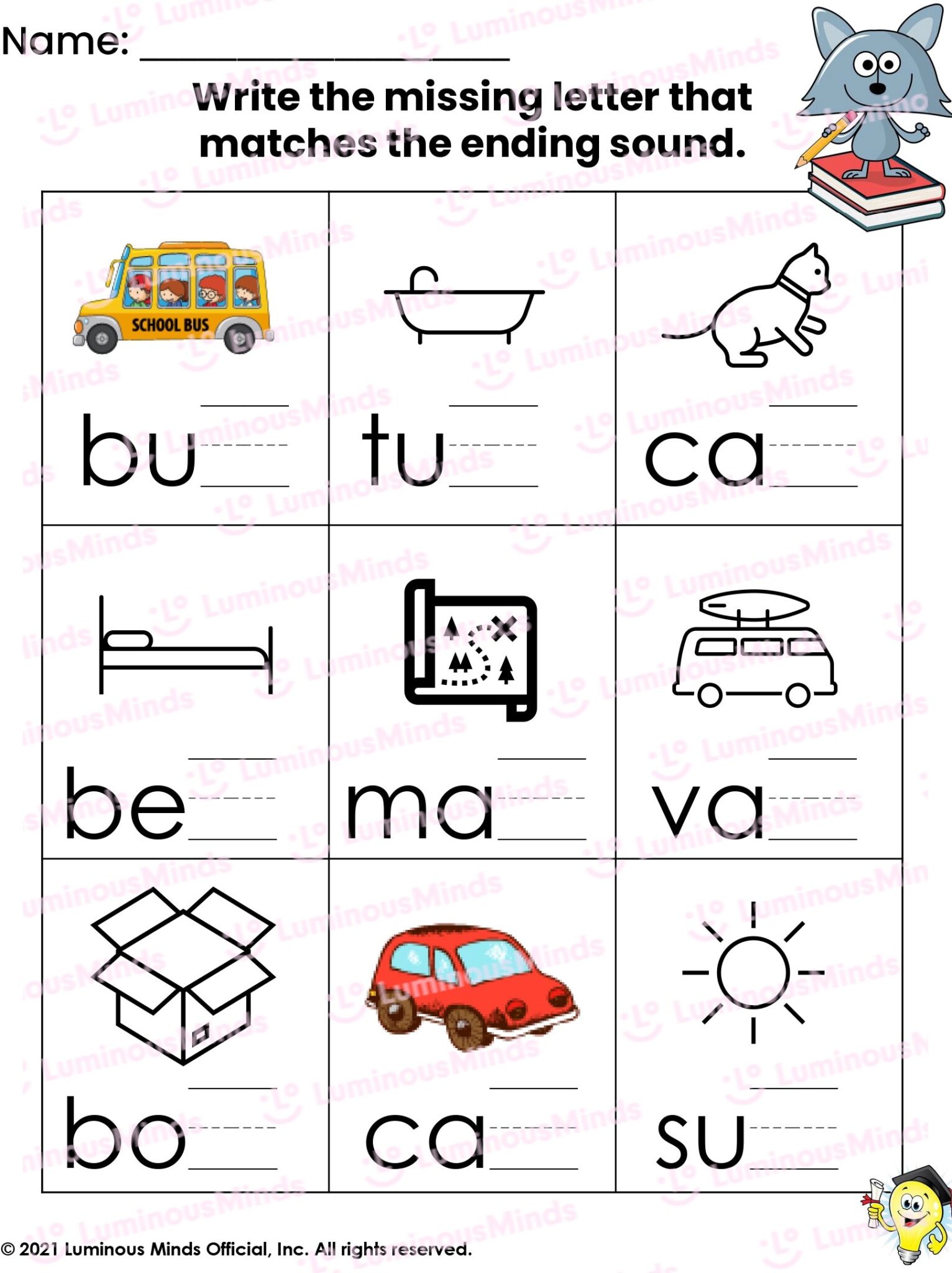 Ending Sounds Worksheets Free Printable - Worksheets Template Free