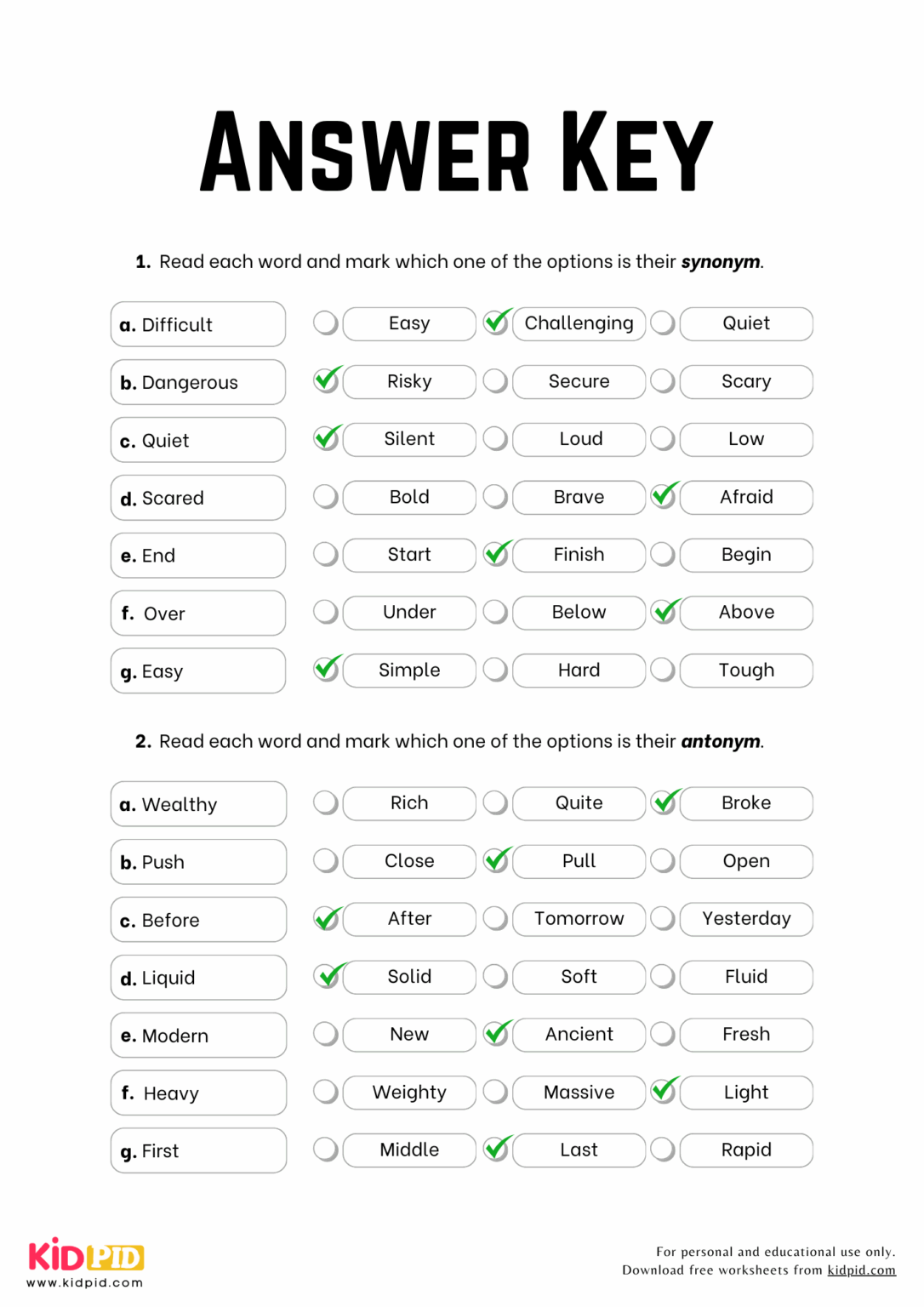 Free Printable Synonyms And Antonyms Worksheets - Worksheets Template Free