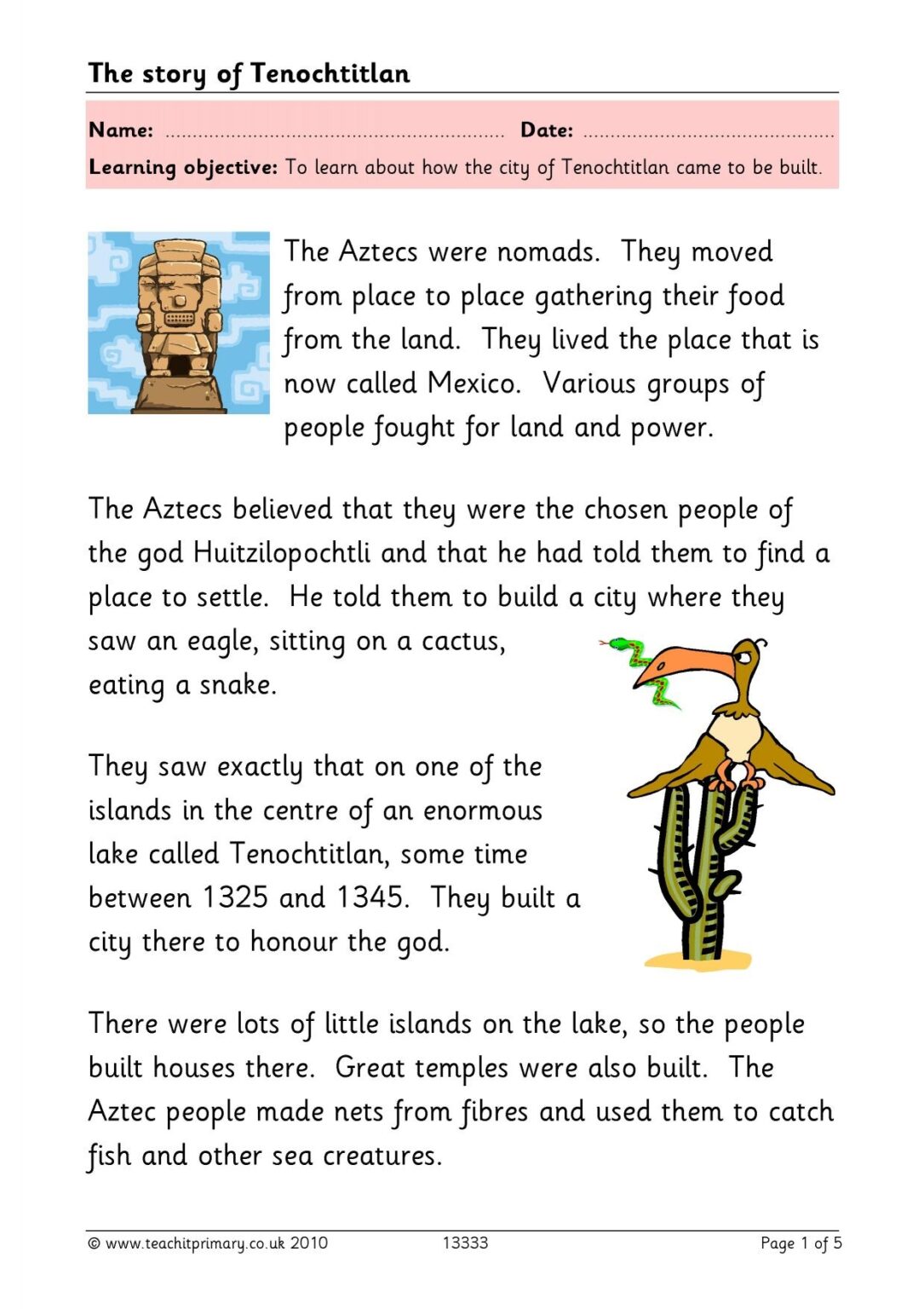 Aztec Reading Comprehension Worksheets - Worksheets Template Free