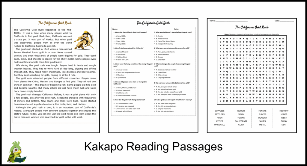 California Gold Rush Reading Comprehension Worksheets - Worksheets ...