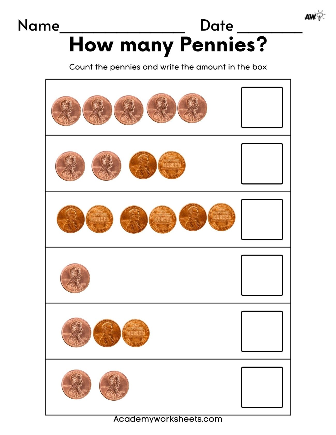 Free Counting Pennies Worksheets For Kindergarten - Worksheets Template ...