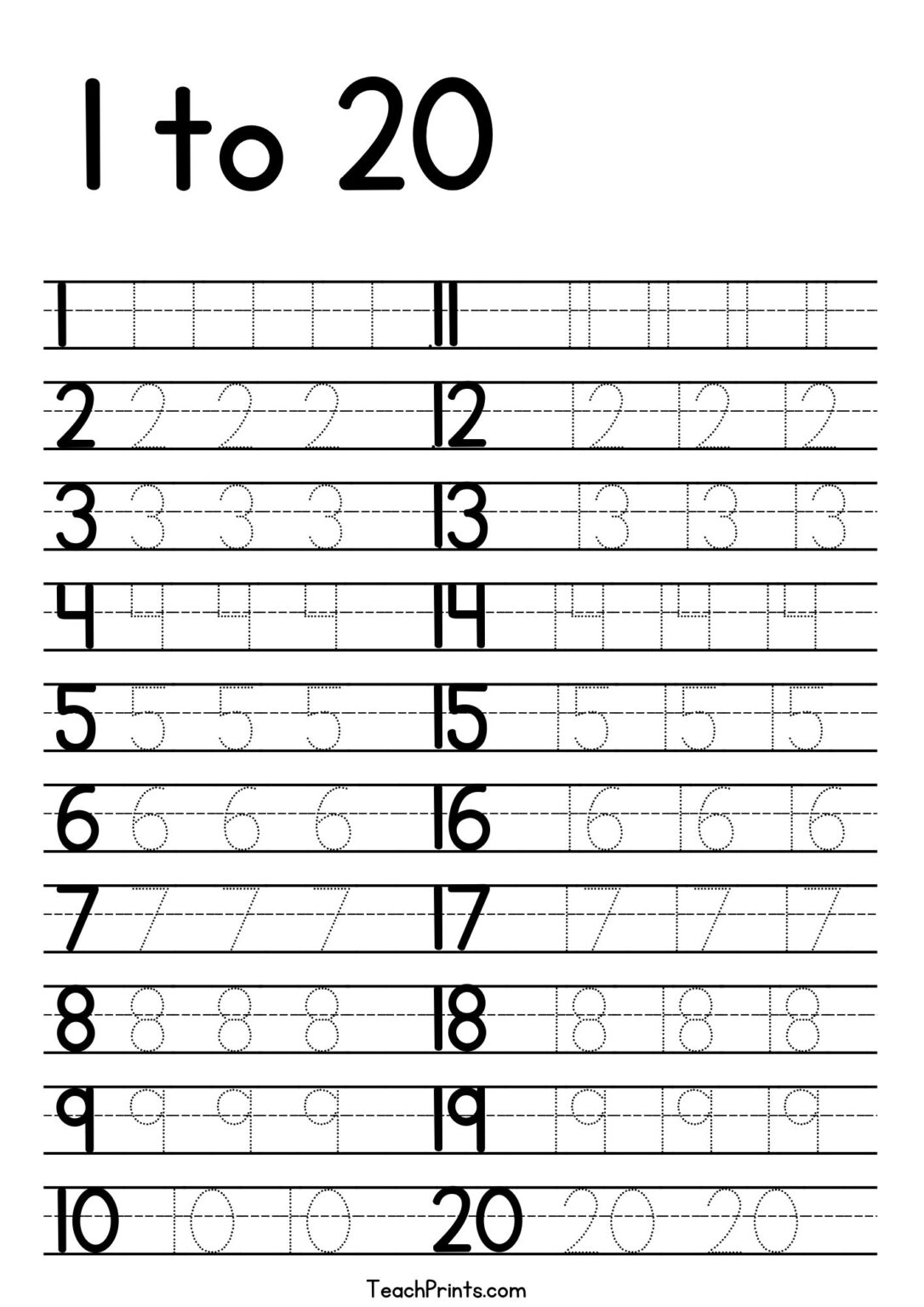 Free Printable Counting 1-20 Worksheets - Worksheets Template Free