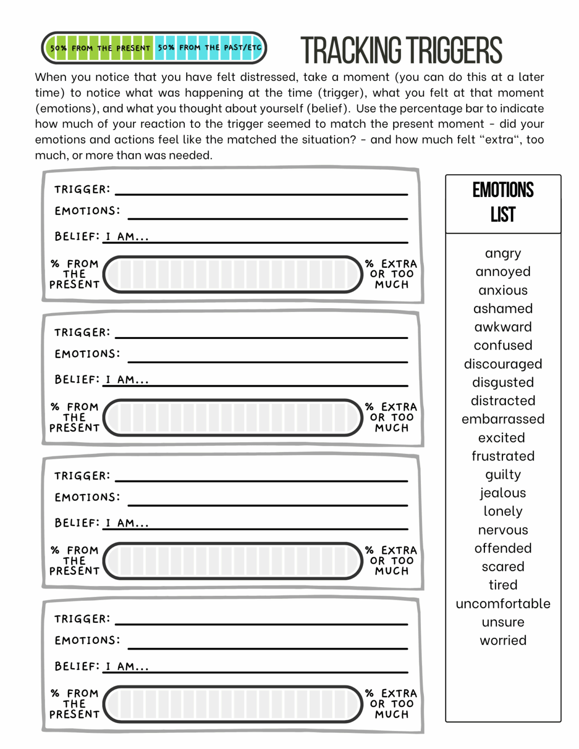 Free Printable Identifying Triggers Worksheets - Worksheets Template Free