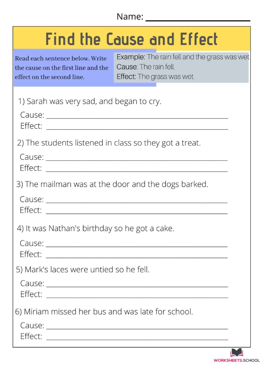 Cause And Effect Worksheet Free Printable - Worksheets Template Free