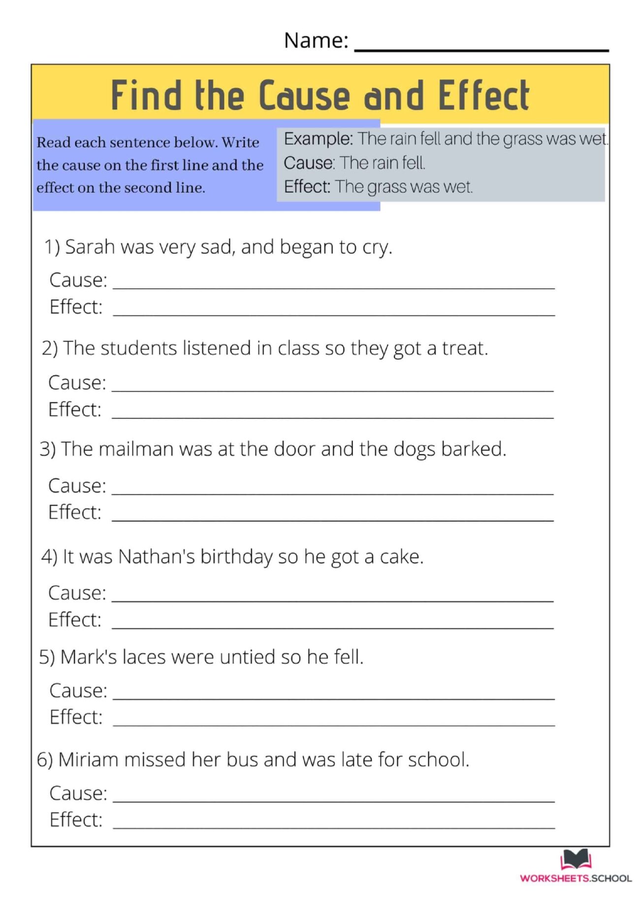 Cause And Effect Worksheet Free Printable - Worksheets Template Free