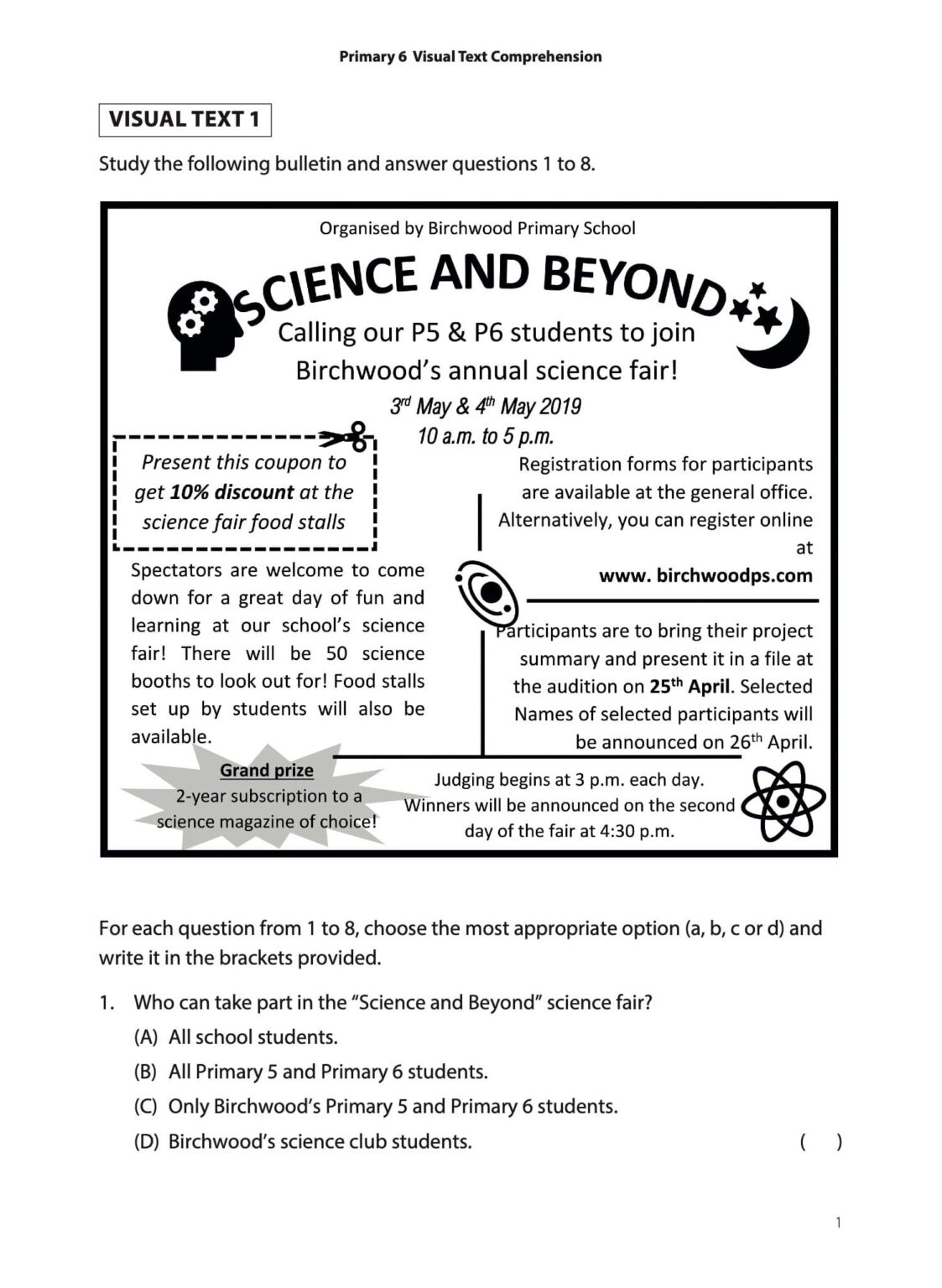 Visual Reading Comprehension Worksheets - Worksheets Template Free