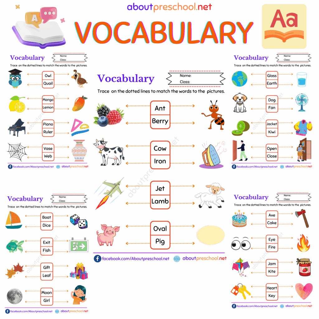Pre Kindergarten Vocabulary Words Worksheets - Worksheets Template Free
