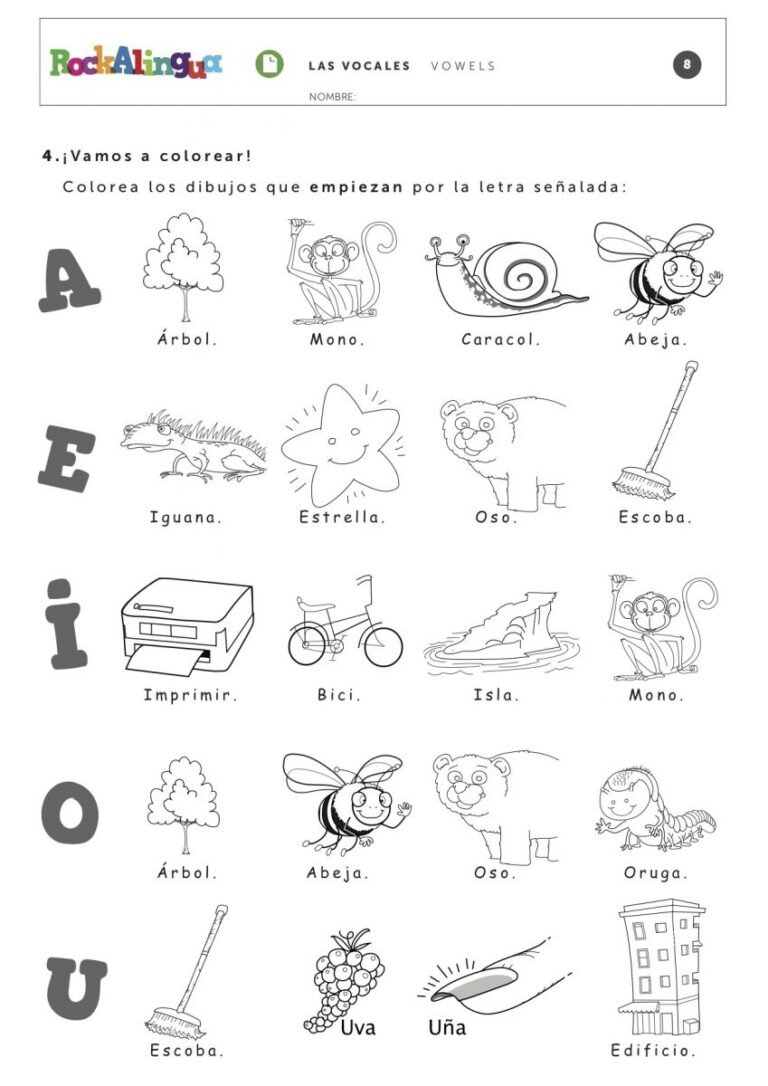 Kindergarten Worksheets Free Las Vocales Spanish - Worksheets Template Free