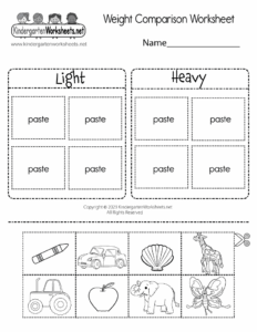 Free Kindergarten Worksheets On Weight - Worksheets Template Free