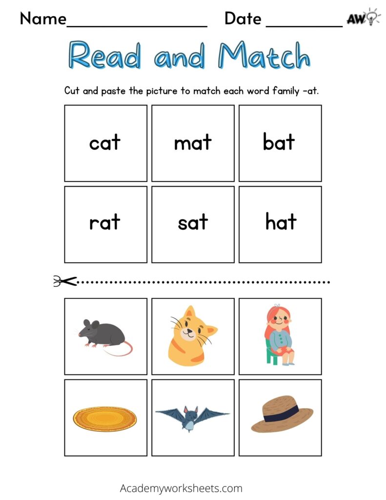 Kindergarten At Word Family Worksheets - Worksheets Template Free