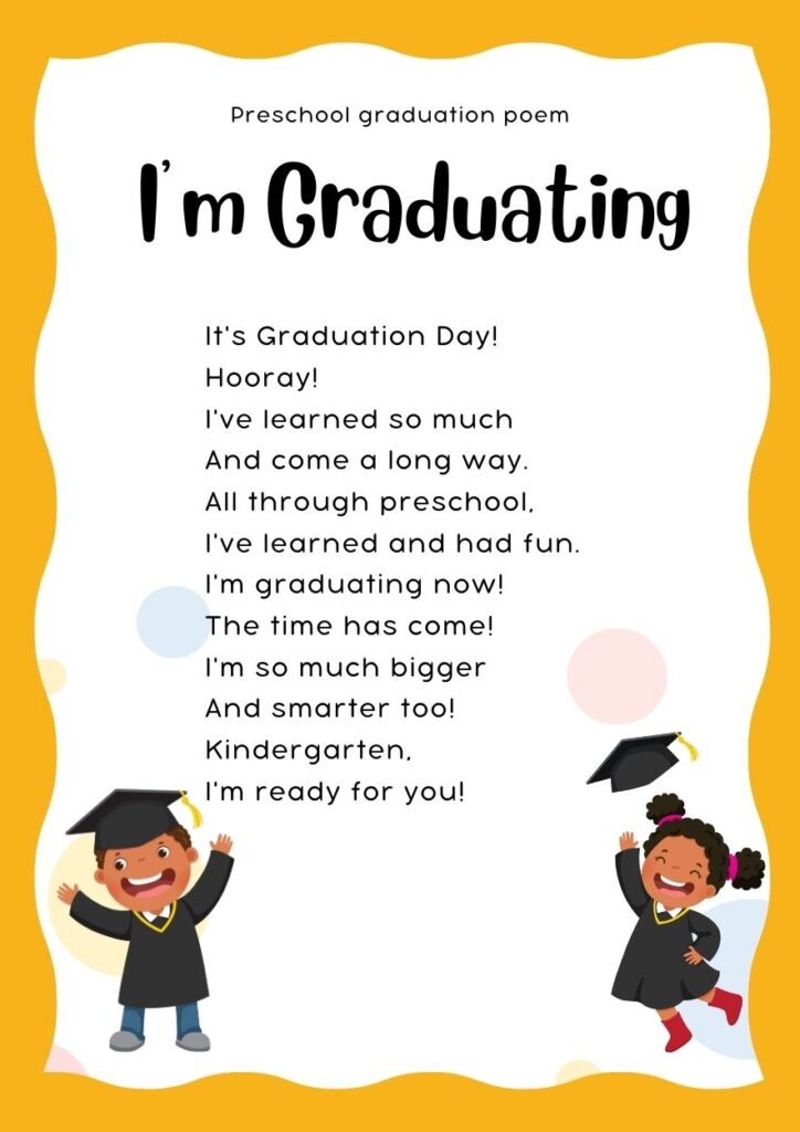 Poem For Preschool Graduation Free Printables - Worksheets Template Free