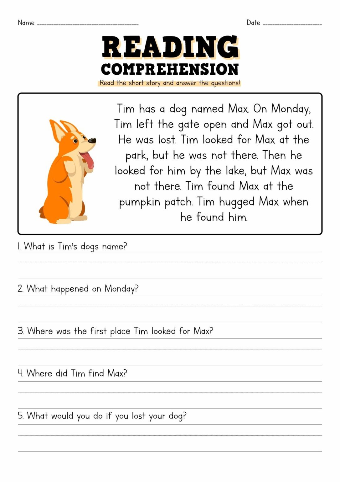 Worksheet Short Story Reading Comprehension - Worksheets Template Free
