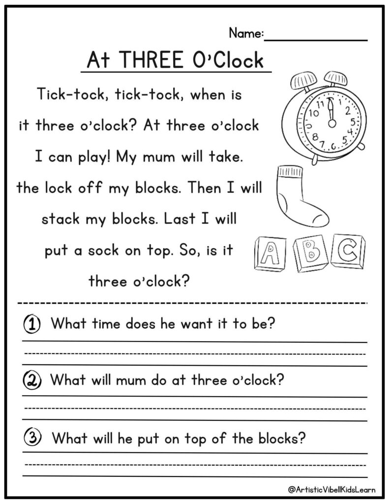 Sentence Reading Comprehension Worksheets - Worksheets Template Free