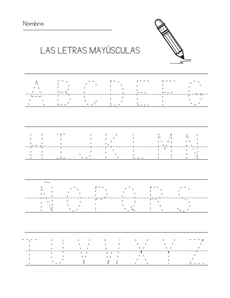 Spanish Alphabet Tracing Worksheet - Worksheets Template Free