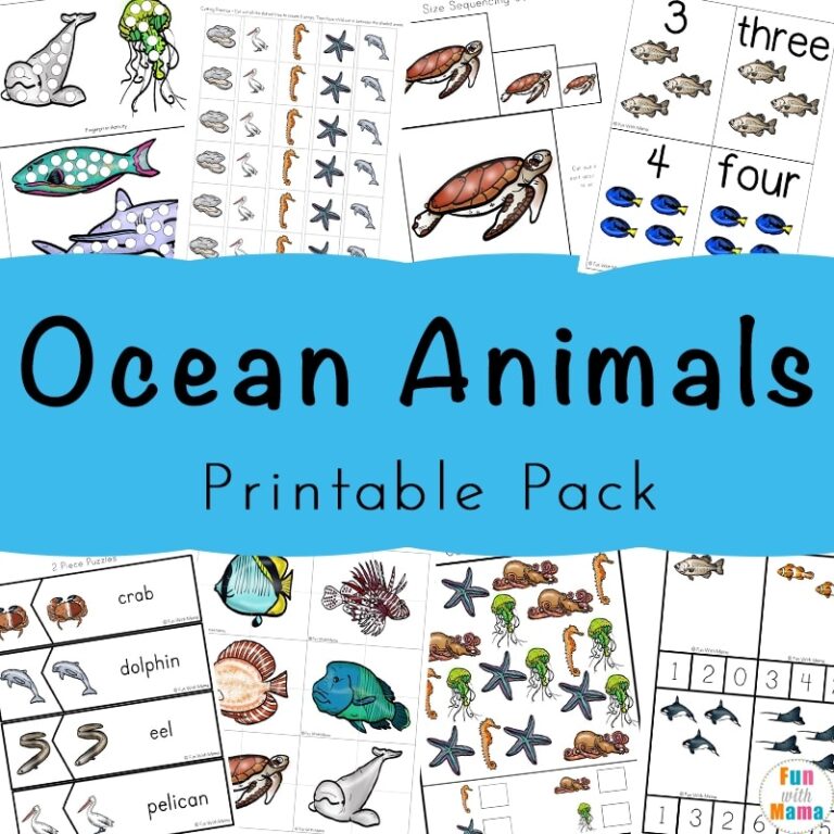 Ocean Animal Preschool Printables - Worksheets Template Free