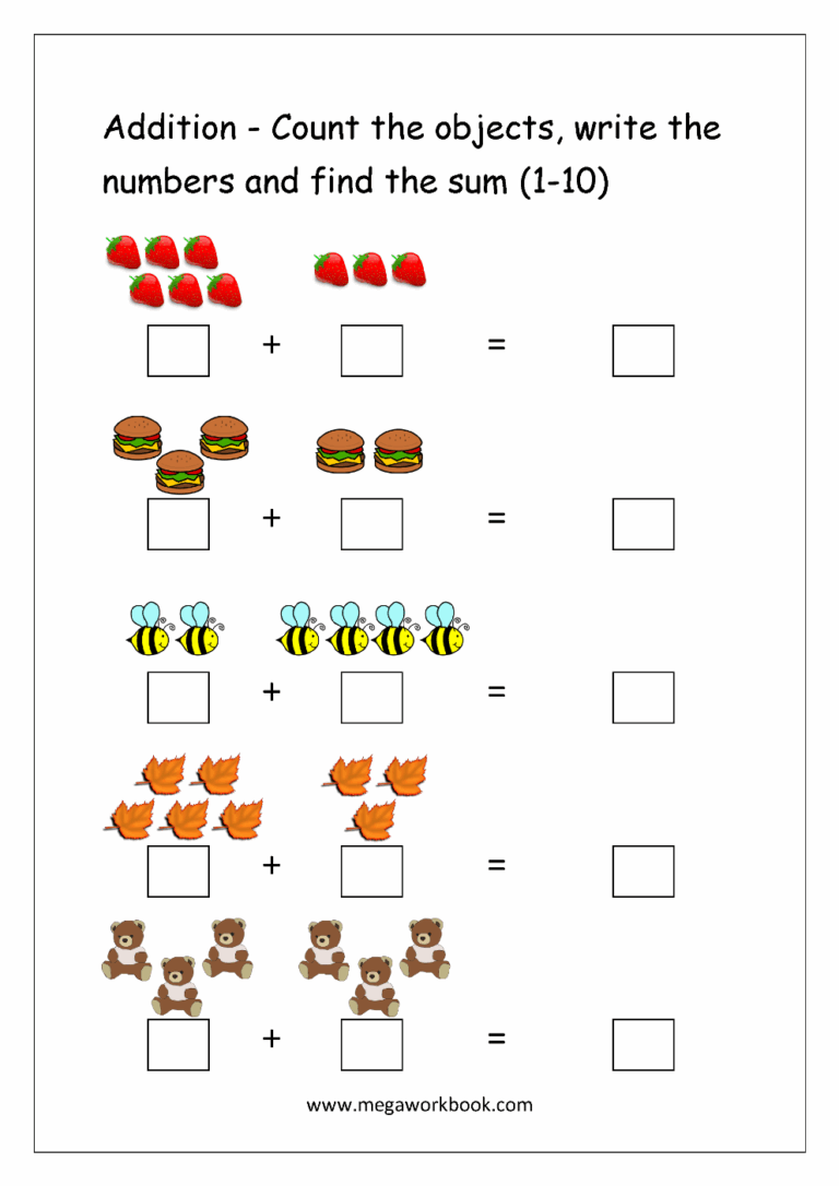 Math Adding Worksheets For Kindergarten - Worksheets Template Free