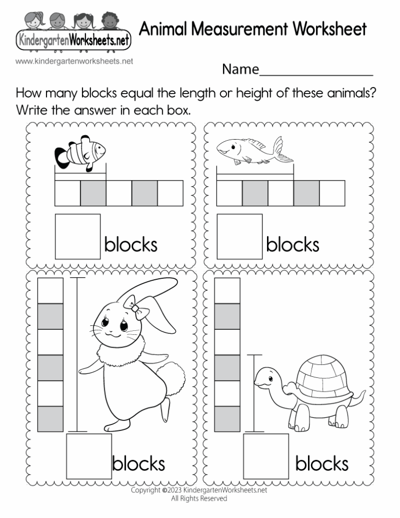 Math Measurement Worksheet Kindergarten - Worksheets Template Free