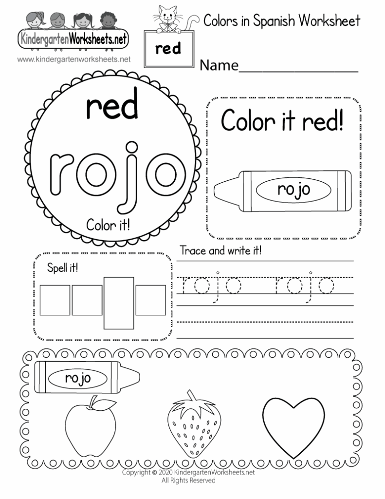 Printable Kindergarten Spanish Worksheets - Worksheets Template Free