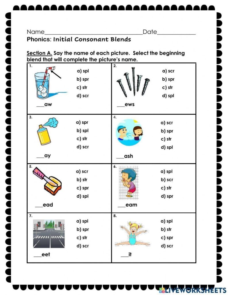 Free Printable Three Letter Blends Worksheets - Worksheets Template Free