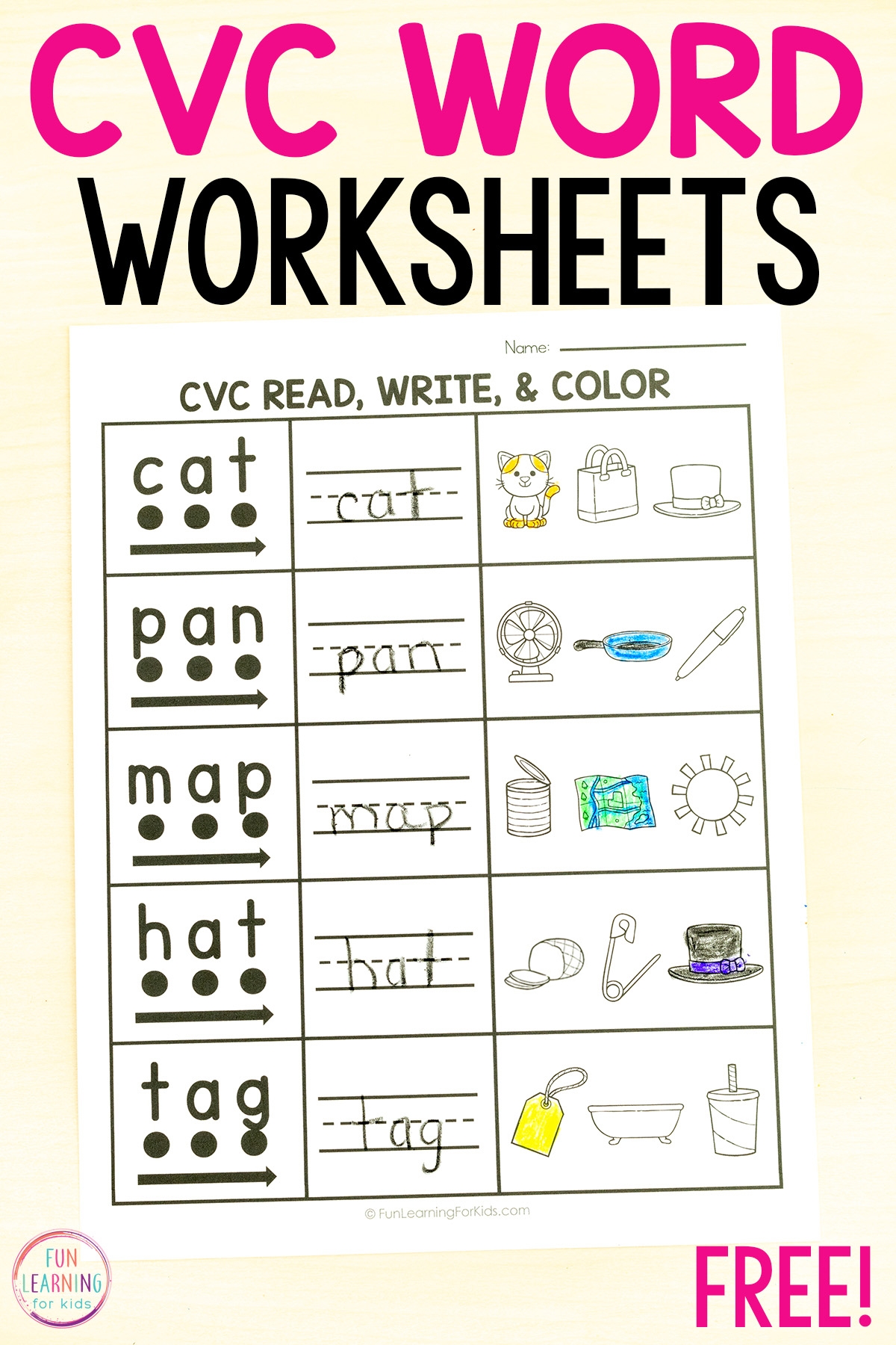 Kindergarten Cvc Words Worksheet - Worksheets Template Free