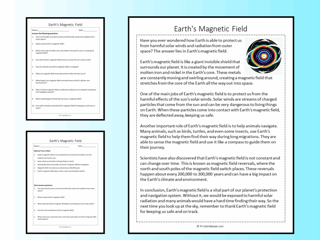 Magnetic Earth Reading Comprehension Worksheet - Worksheets Template Free