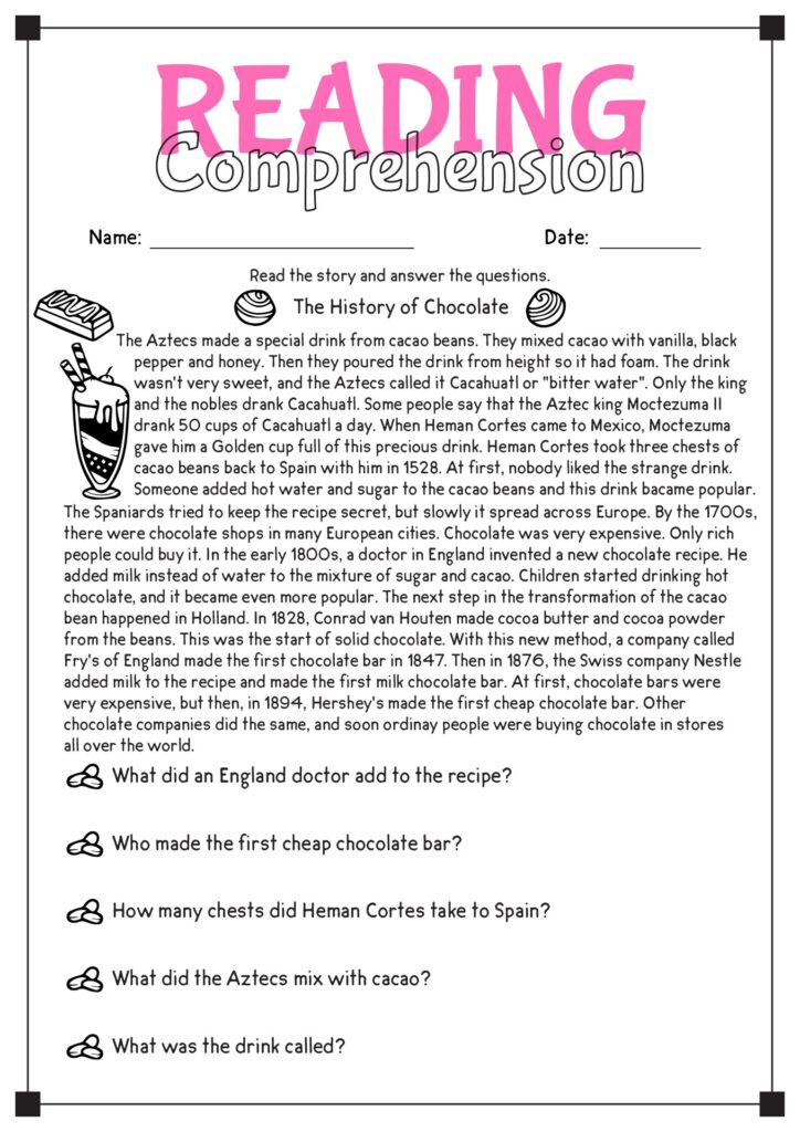 Reading Comprehension Worksheets For 7th Graders - Worksheets Template Free