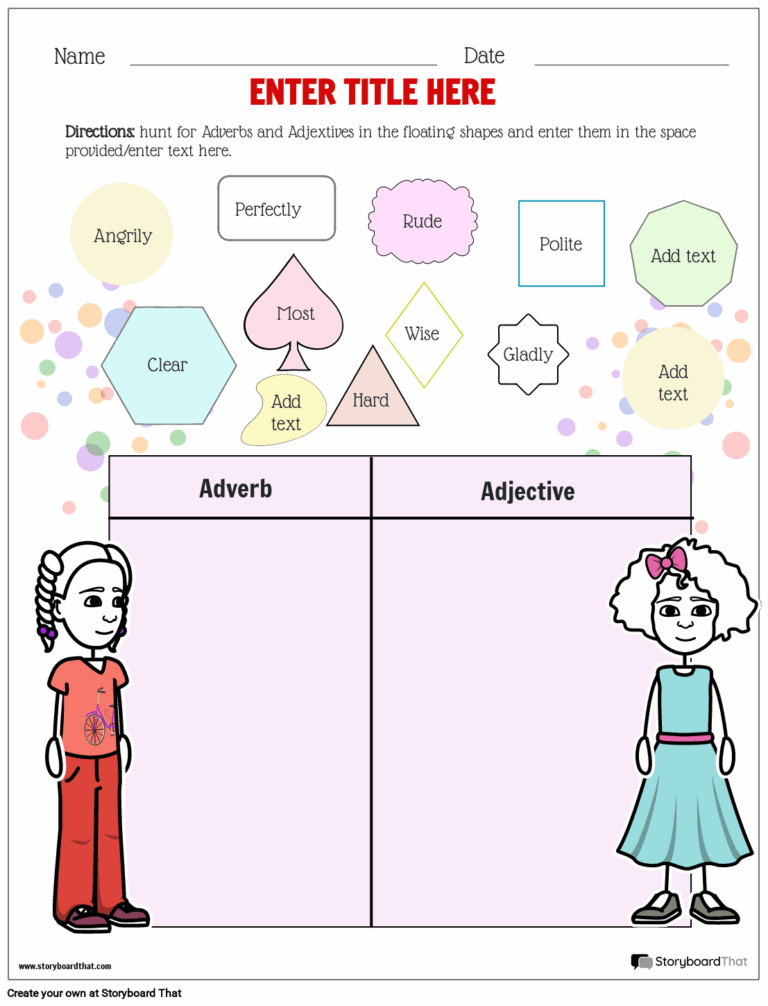Free Printable Worksheets Adjectives And Adverbs - Worksheets Template Free