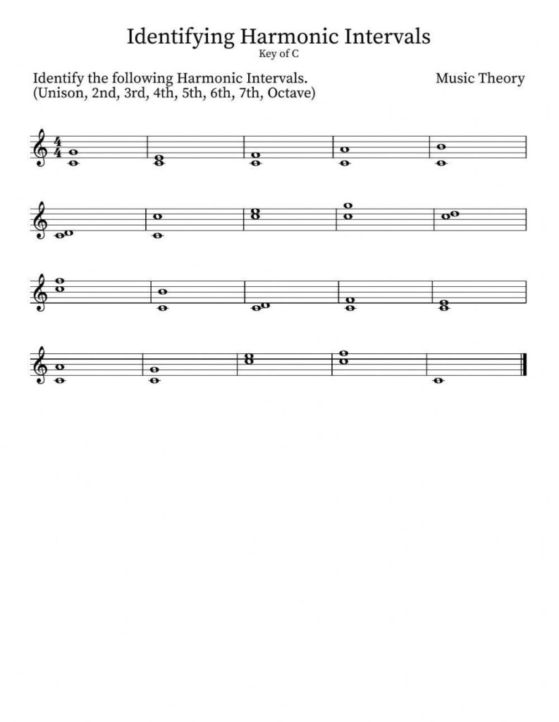 Free Printable Music Intervals Worksheet - Worksheets Template Free