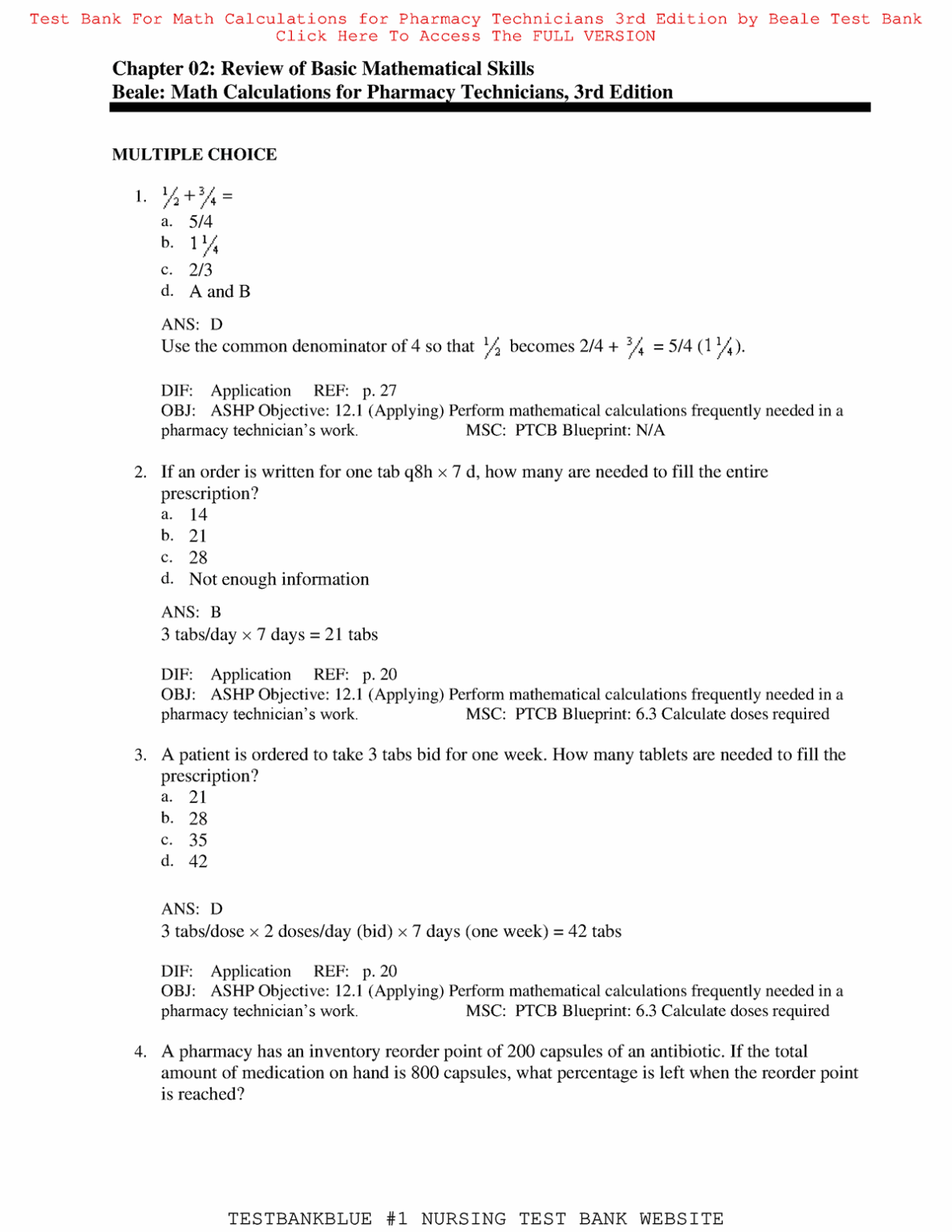Pharmacy Math Worksheets - Worksheets Template Free