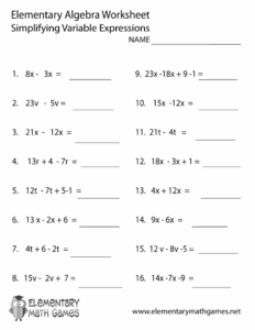 Free Printable Solving Algebraic Expressions Worksheets - Worksheets Template Free