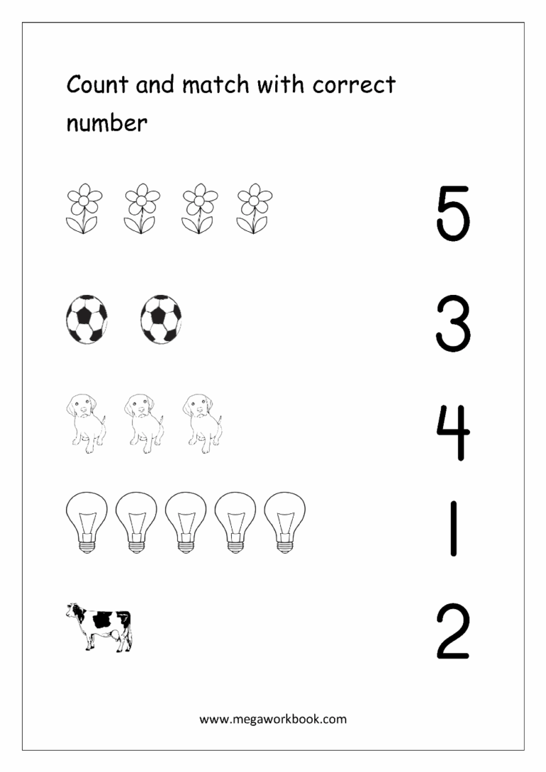 Kindergarten Math Matching Worksheets - Worksheets Template Free