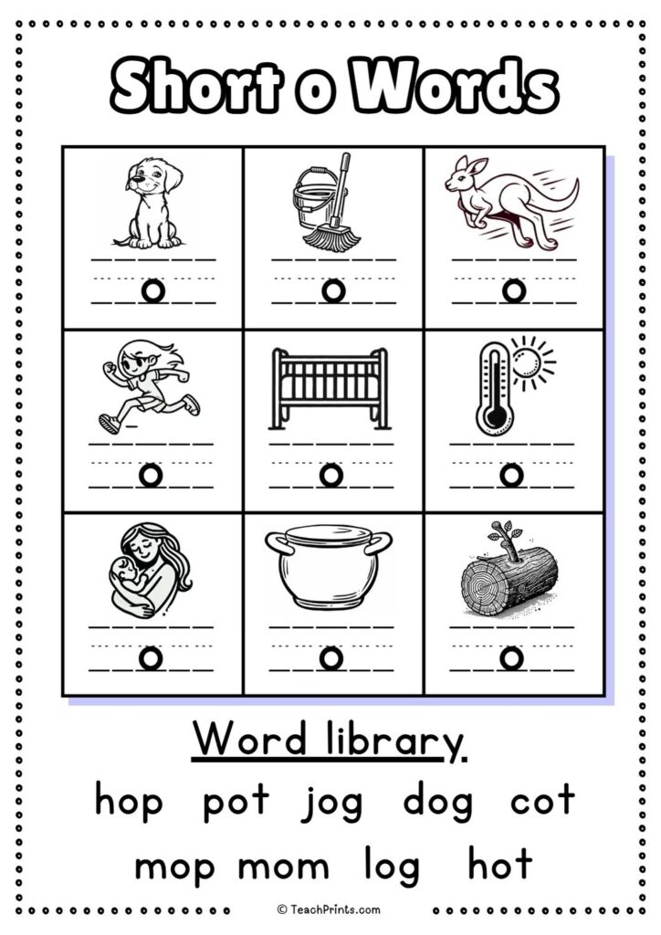 Free Printable Short Vowel O Worksheets - Worksheets Template Free