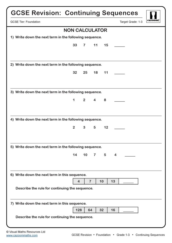 Gcse Maths Worksheets Free Printable - Worksheets Template Free