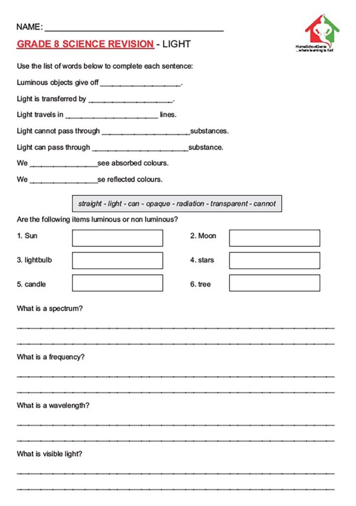 Grade 8 Science Worksheets Free Printable - Worksheets Template Free